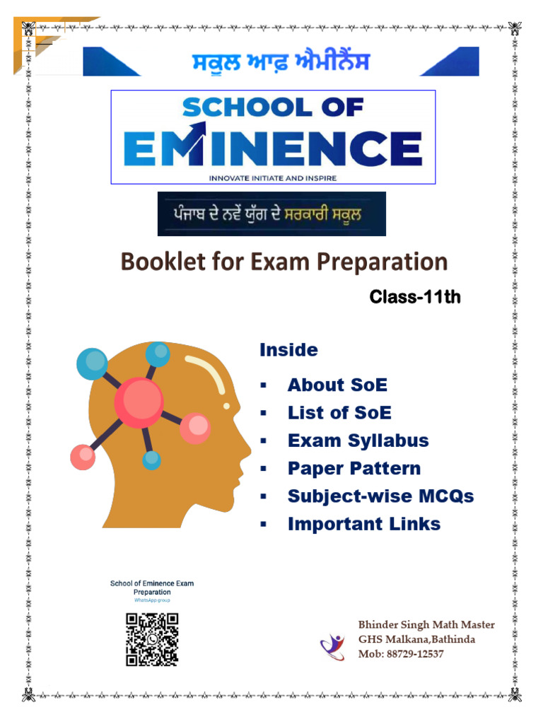 11th SoE Exam Preparation Booklet by Bhinder Singh | PDF