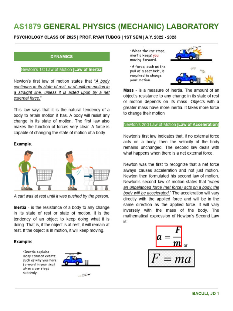General Physics Mechanic Laboratory Dynamics | PDF