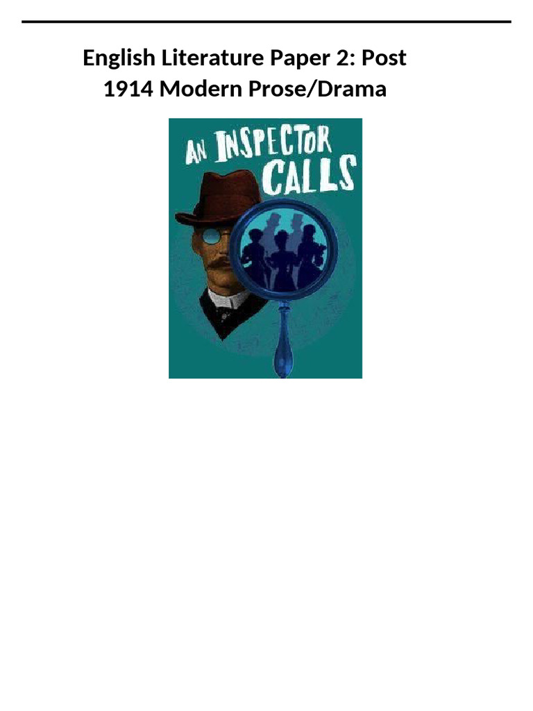 An Inspector Calls Context Booklet - Aim Higher - Summer Homelearning | PDF
