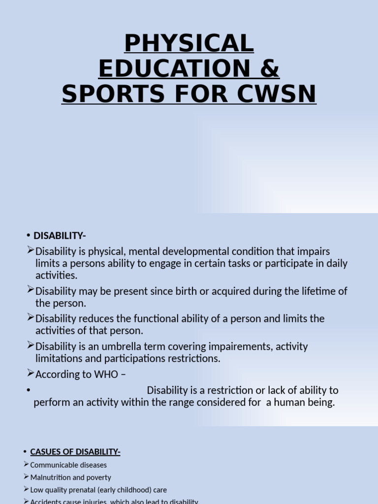 Physical Education & Sports For CWSN | PDF