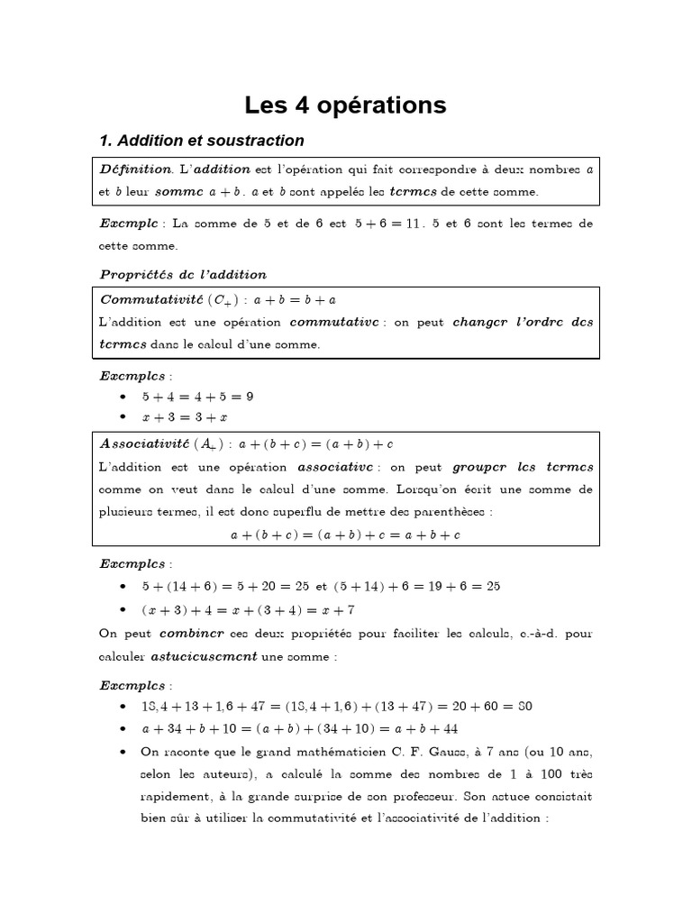Les_4_operations | PDF