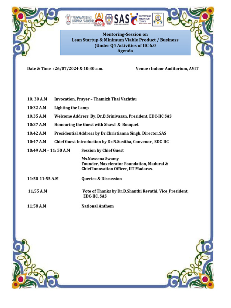 Mentoring Session Agenda | PDF