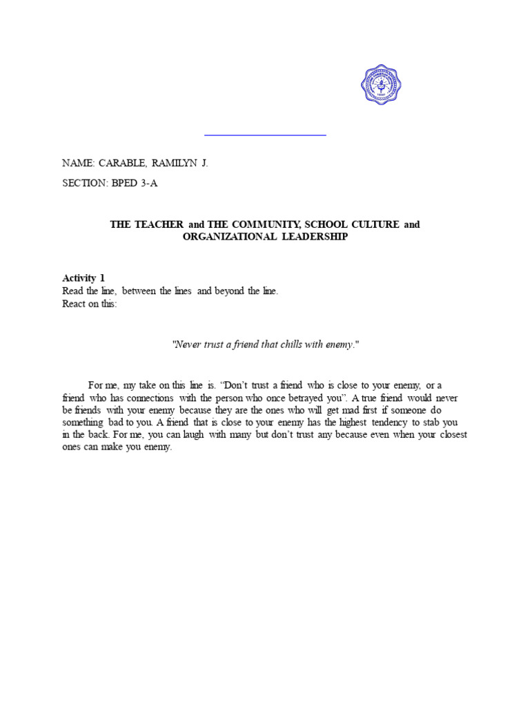 Trust and Loyalty in Friendships | PDF