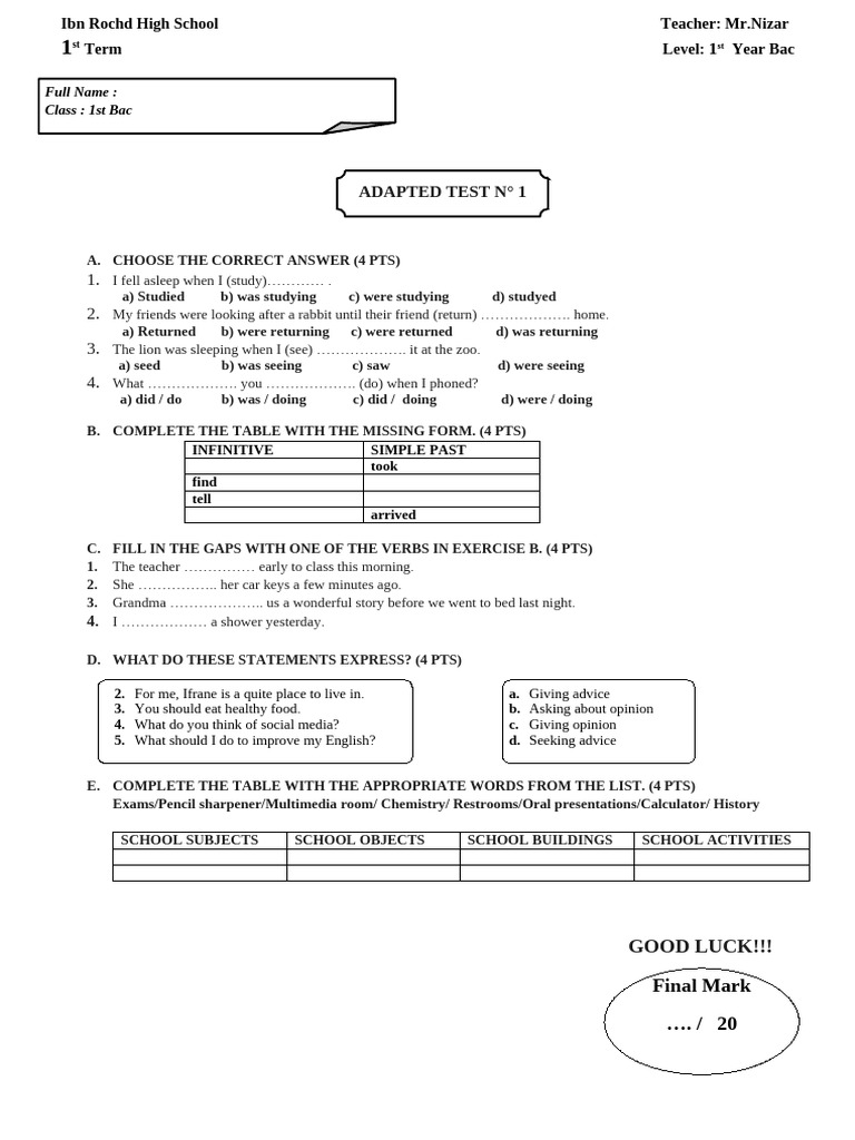 Adapted Test | PDF