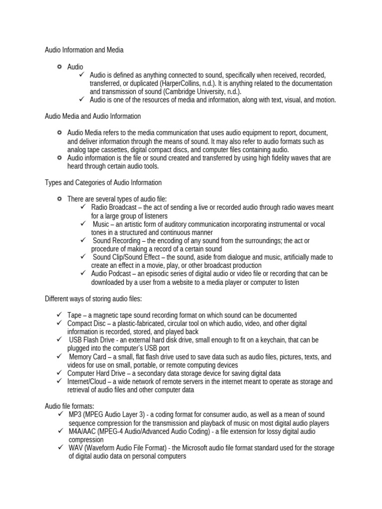 Audio Information and Media | PDF