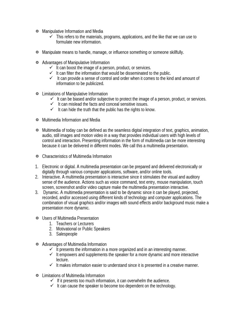 Manipulative and Multimedia Information and Media | PDF