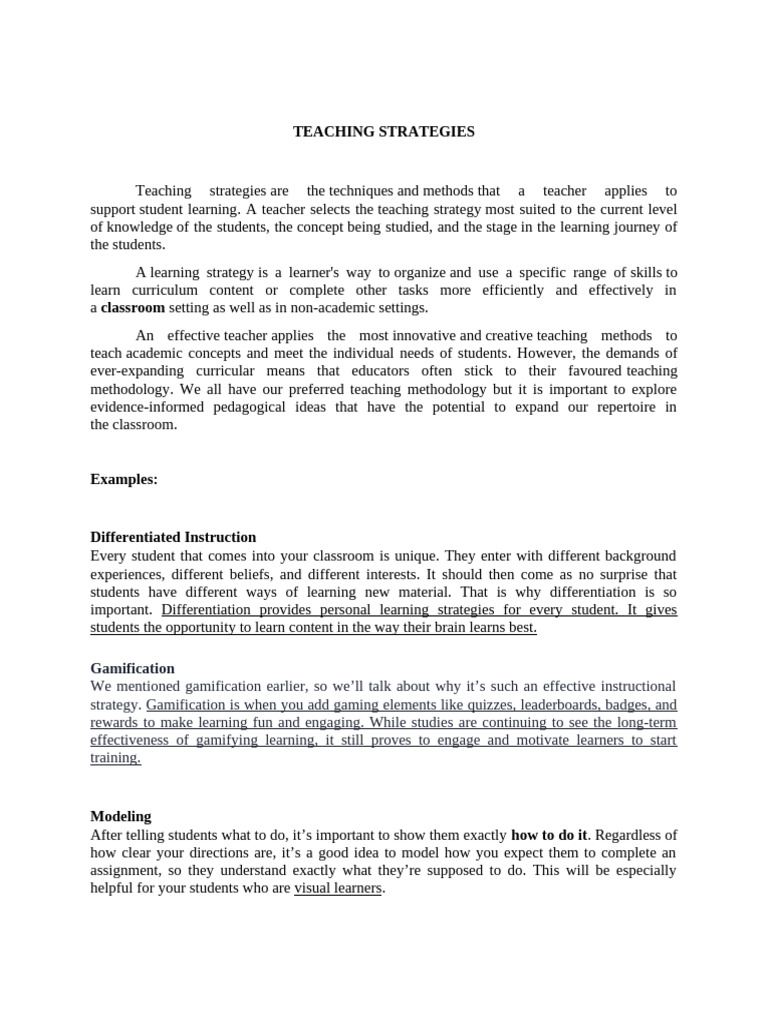 Teaching Strategies | PDF