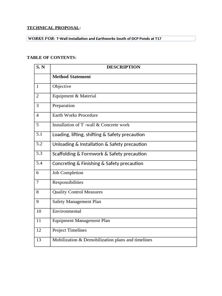 Method Statement - T - Wall-Rev1 | PDF