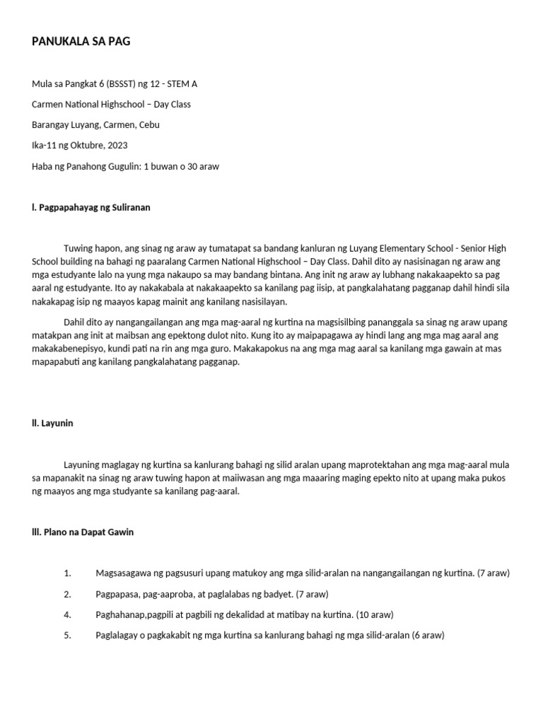 Panukala Sa Pag | PDF