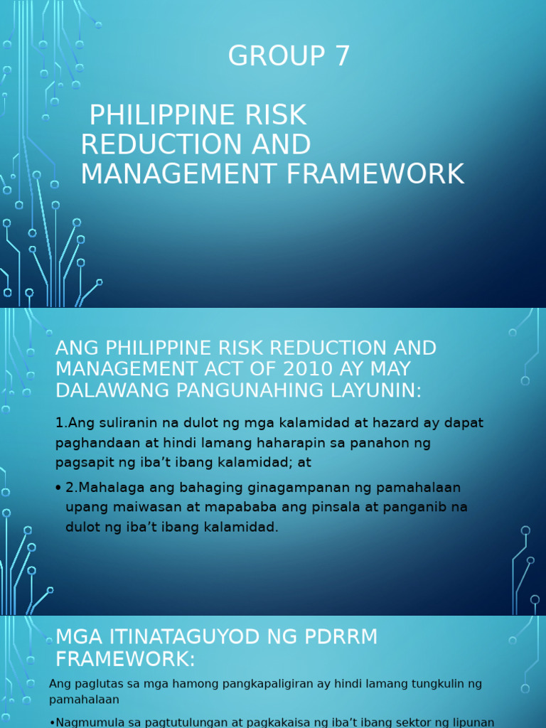 Group 7 Philippine Risk Reduction and Management Framework | PDF