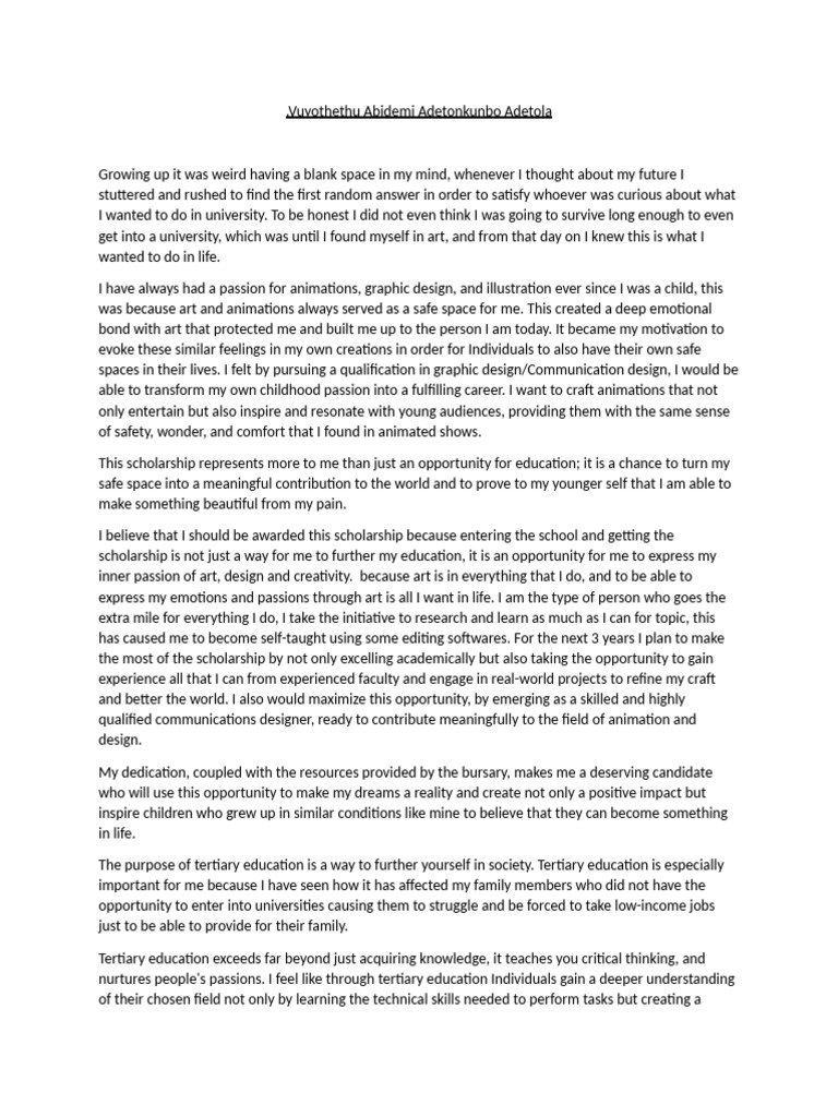 Motivational Essay | PDF