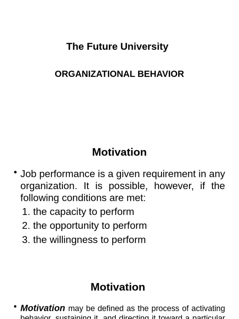 The Future University: Organizational Behavior | PDF