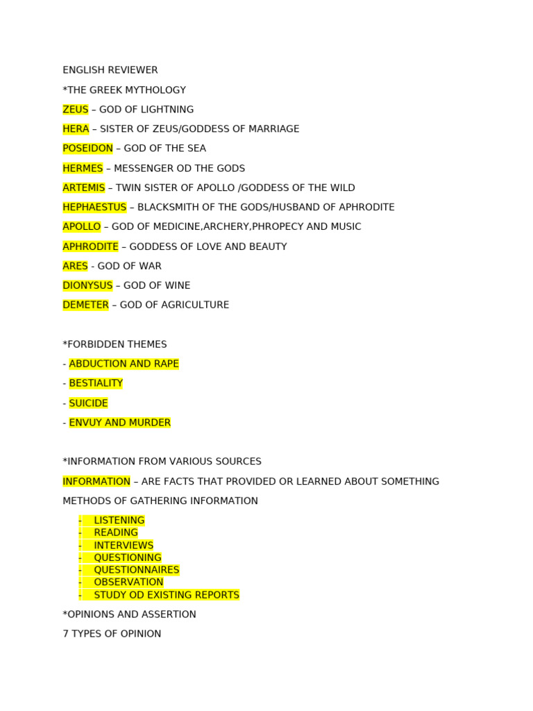 ENGLISH REVIEWER G10 FIRST Q1 | PDF