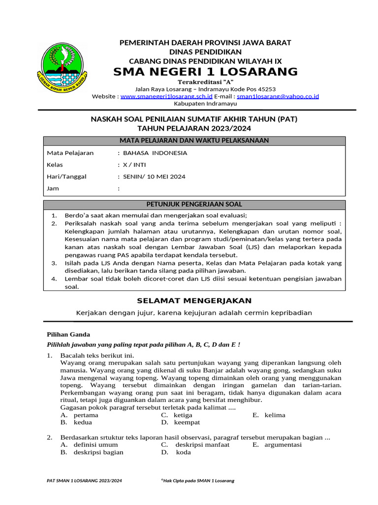 Naskah Soal Pat 2324 | PDF