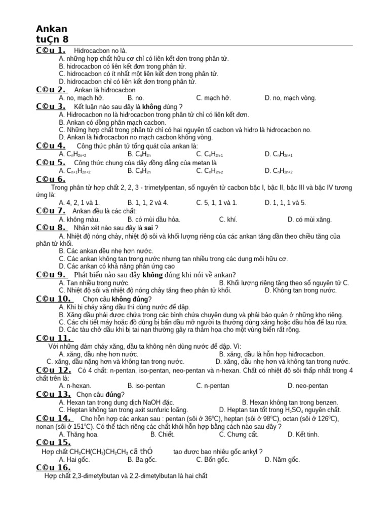 Ankan 45 Cau Trac Nghiem | PDF | Vietnam | Science & Mathematics