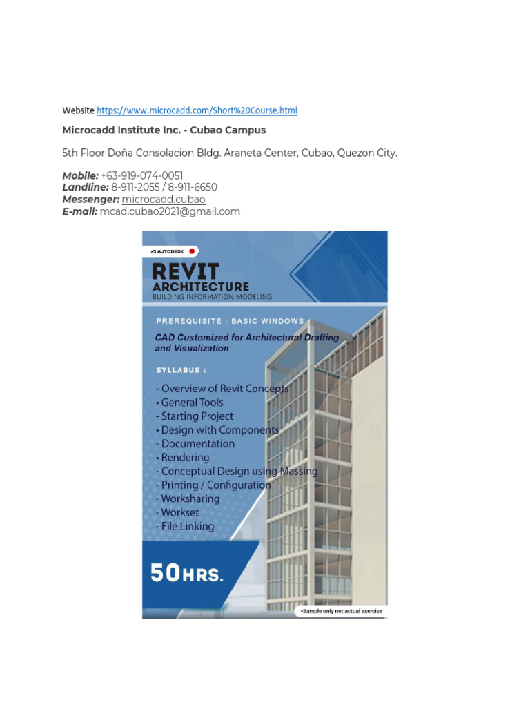 Revit Arch Course Outline Henry Carbo | PDF