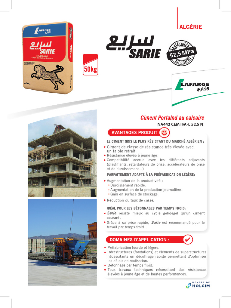 Fiche Produit Ciment Sarie TM en Francais | PDF