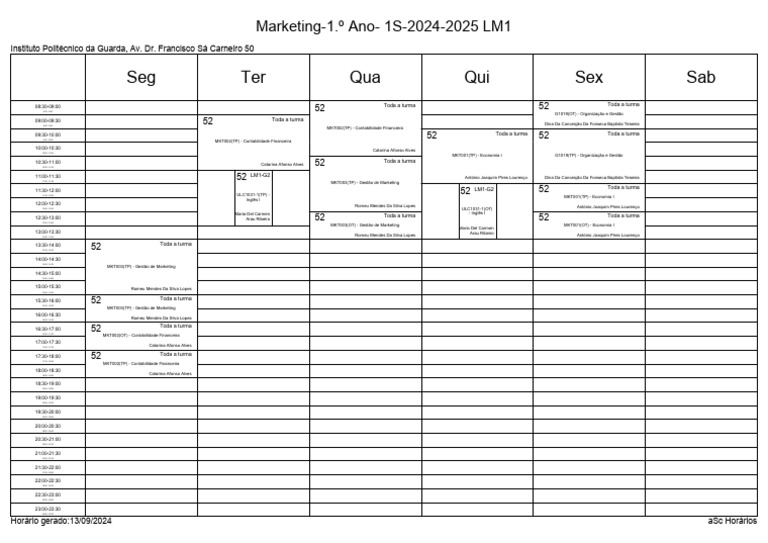 Seg Ter Qua Qui Sex Sab: Marketing-1.º Ano-1S-2024-2025 LM1 | PDF