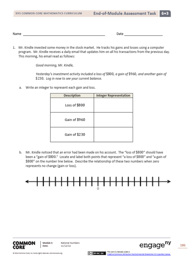 Math g6 m3 End of Module Assessment | PDF