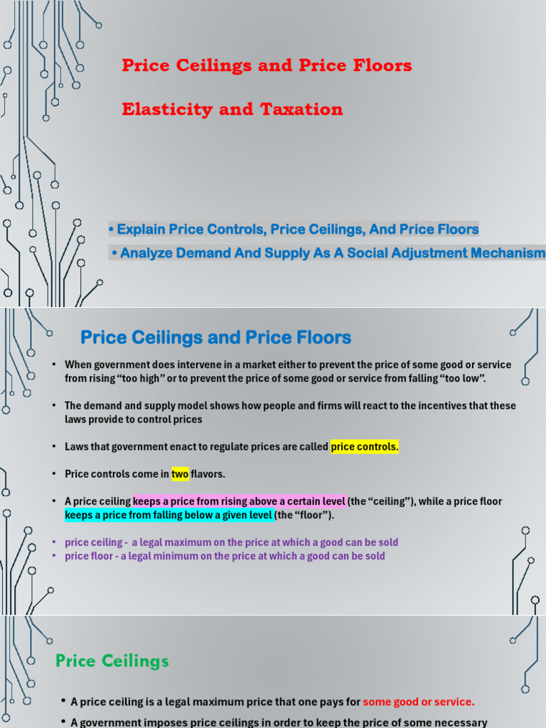 C12, C13 Price Floor and Ceiling, Elasticity and Taxation, Consumer ...