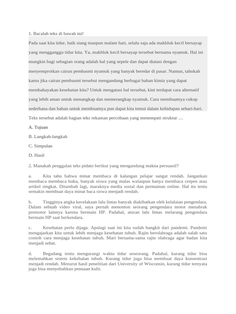 Soal Remed Uas Bahasa Indonesia | PDF