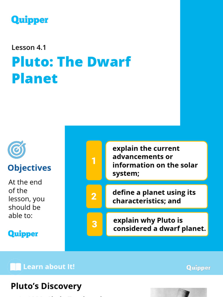 Earth and Life Science 4.1 Pluto - The Dwarf Planet | PDF