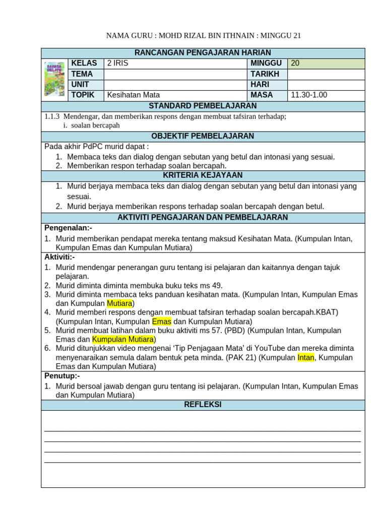 RPH BM THN 2 NEW (Unit 8) 29JULAI2024 | PDF | Career & Growth