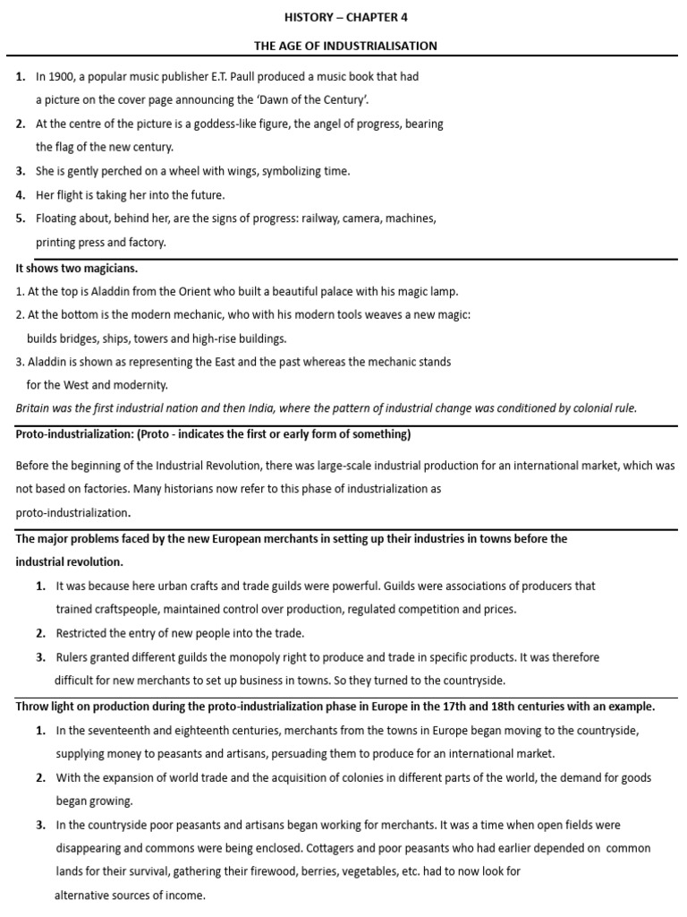 History Chapter 4 - The Age of Industrialisation 1 | PDF