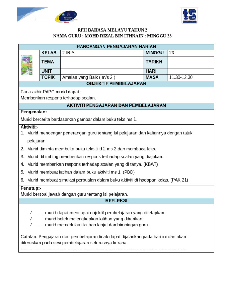 RPH BM THN 2 NEW (Unit 13) | PDF
