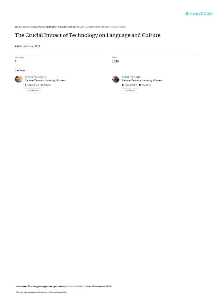 The Crucial Impact of Technology on Language and Culture | PDF