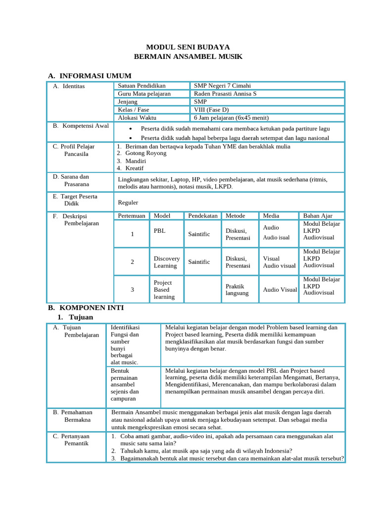 Contoh Modul Ajar Biologi Pak Dani | PDF