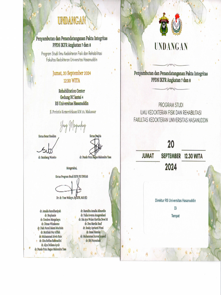 Undangan Penandatanganan Pakta Integritas Dept - IKFR FKUH | PDF