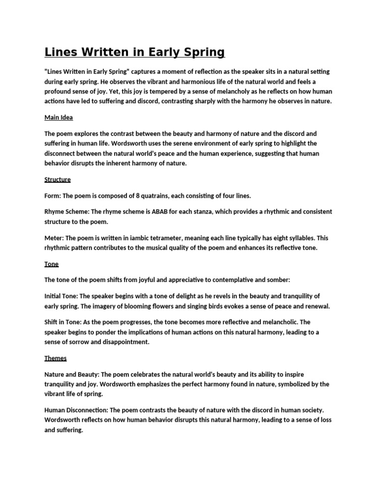 Lines Written in Early Spring | PDF