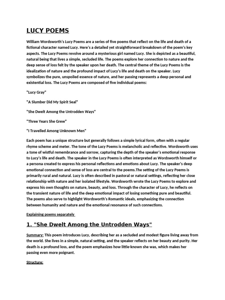 Lucy Poems | PDF