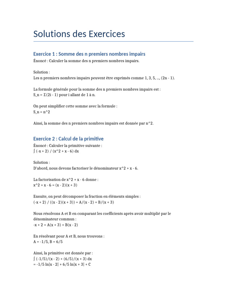 Solutions Exercices Complets | PDF