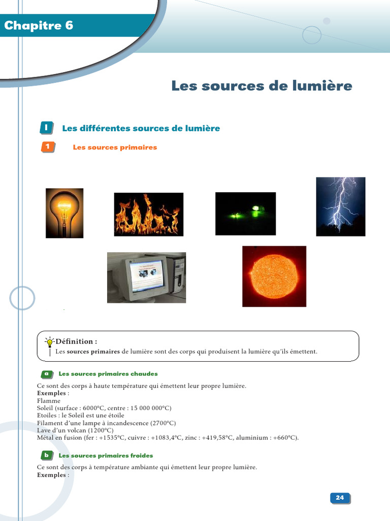 Les Sources de Lumiere Cours | PDF