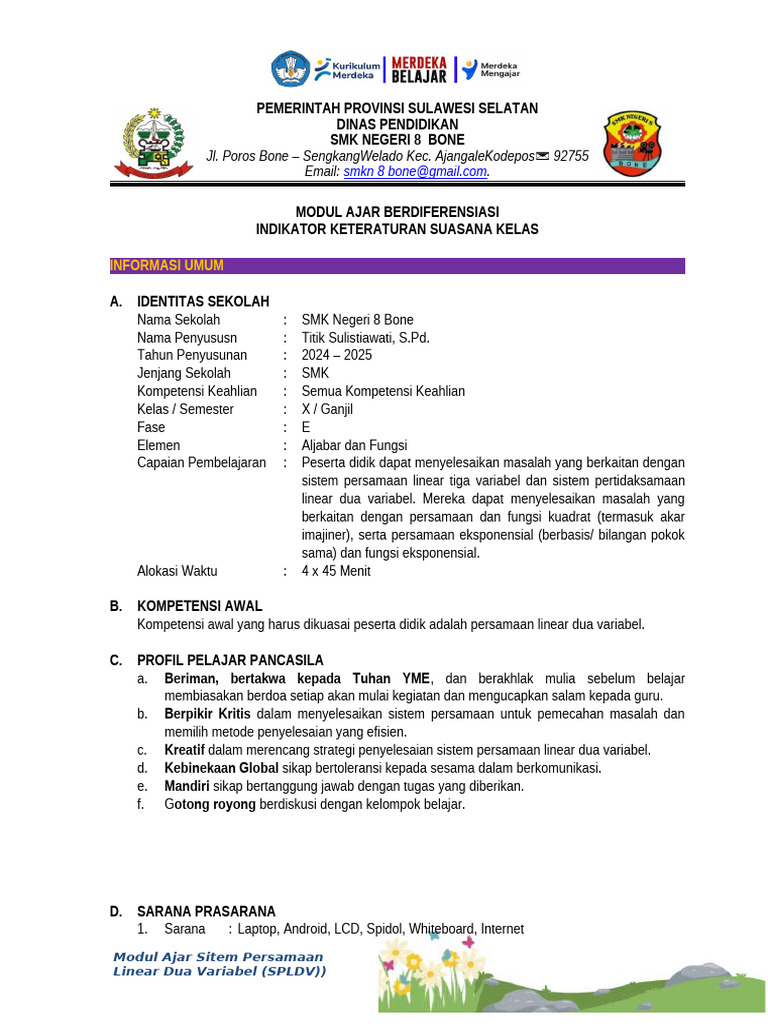 Modul PMM Titik Jul-Des Berdiferensiasi | PDF