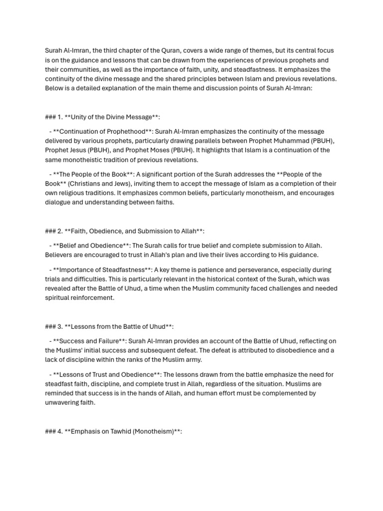 Surah Al-Imran Explaination | PDF