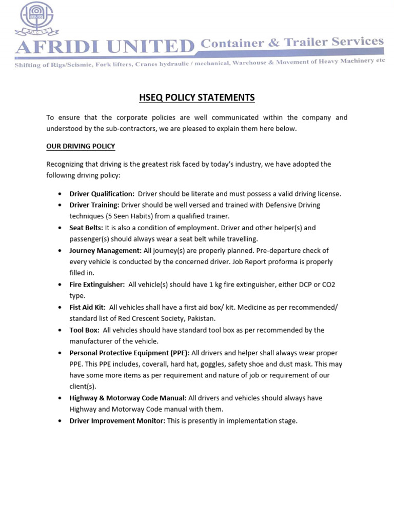 POLICY STATEMENT | PDF