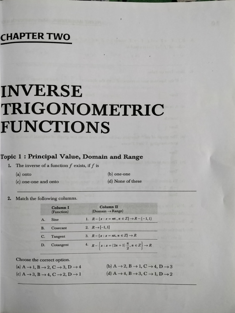 Inverse Trigonometry Worksheet | PDF