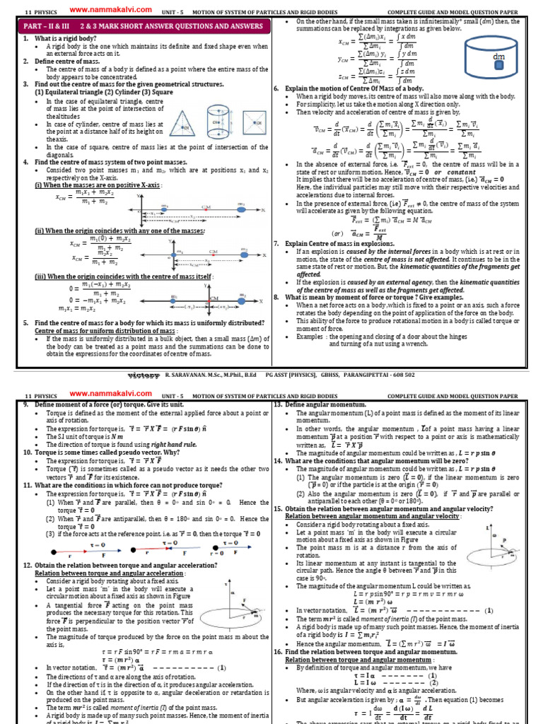 Namma Kalvi 11th Physics Study Material Unit 5 EM 240921 081023 | PDF