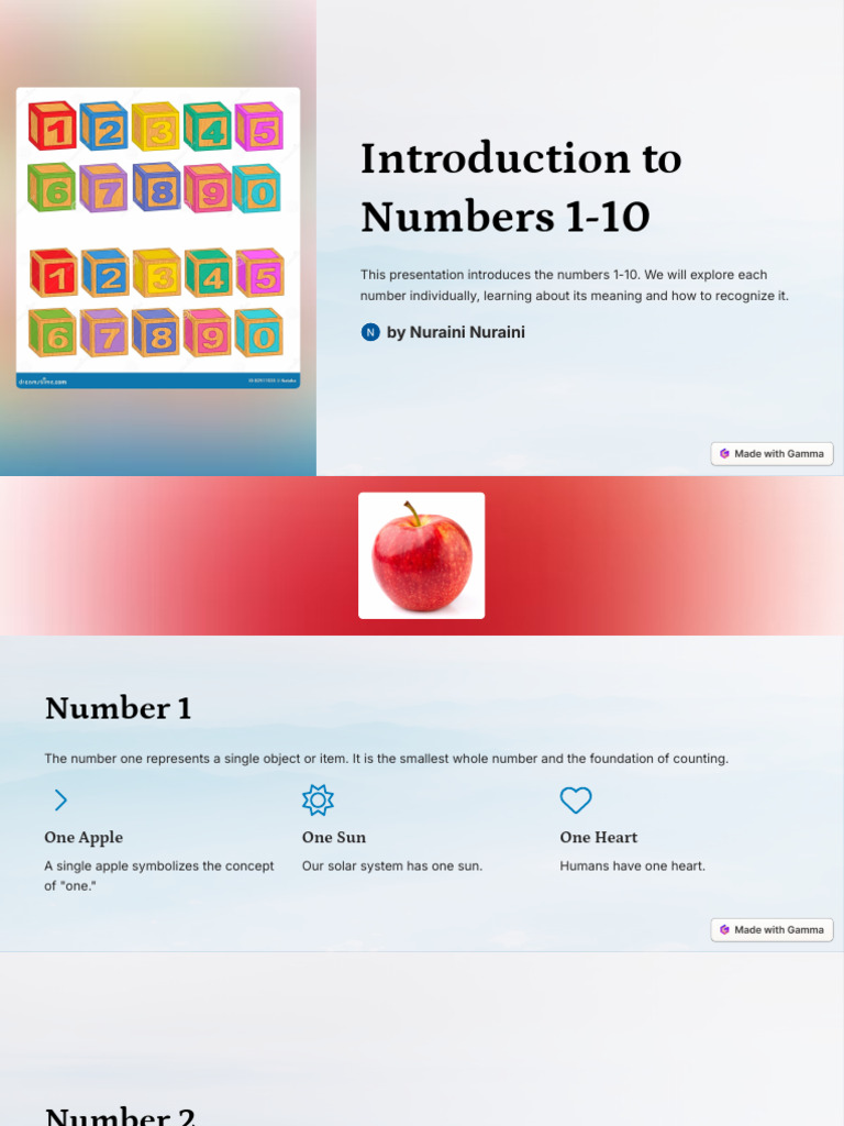 Introduction To Numbers 1 10 | PDF
