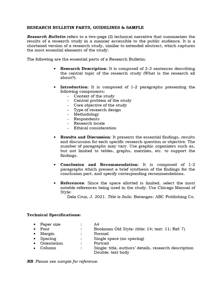 RESEARCH-BULLETIN-GUIDELINES With Sample | PDF | Strategic Management ...