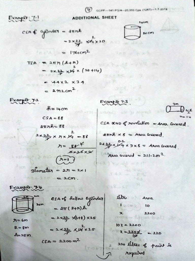 7th Chapter Mensuration Example Sums.. | PDF