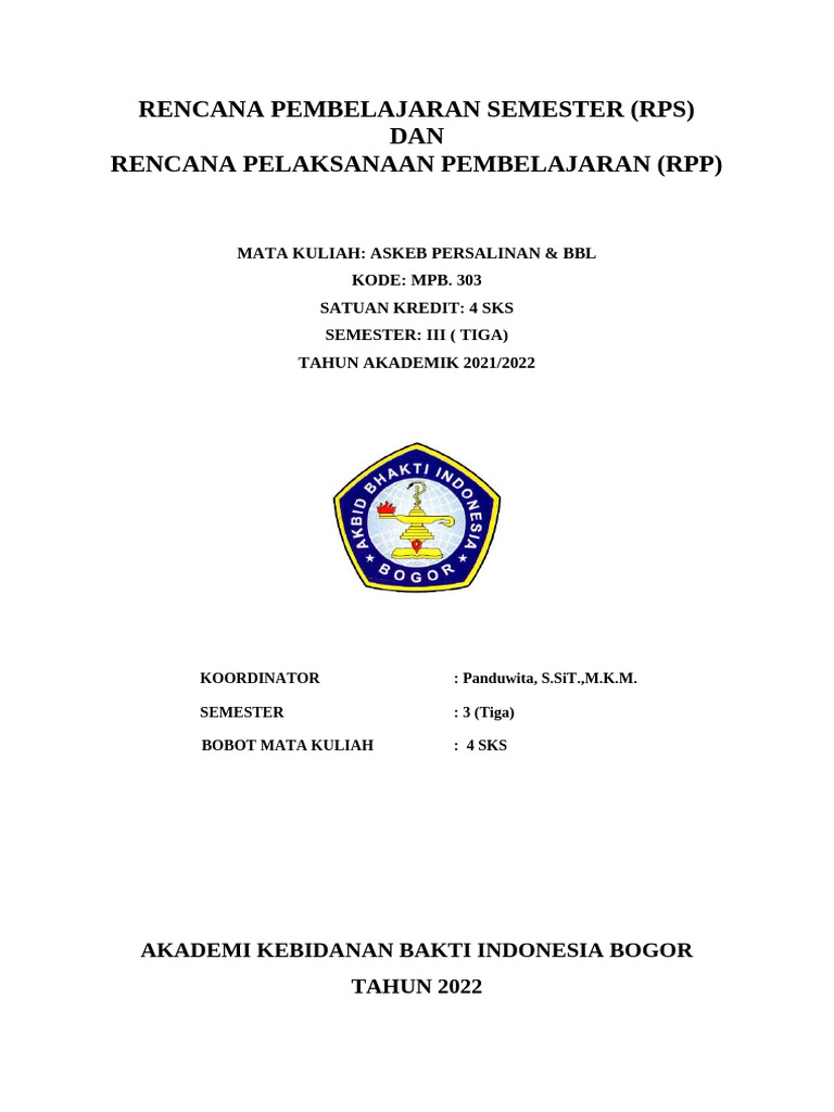 RPS Dan RPP MK Askeb Persalinan Normal | PDF