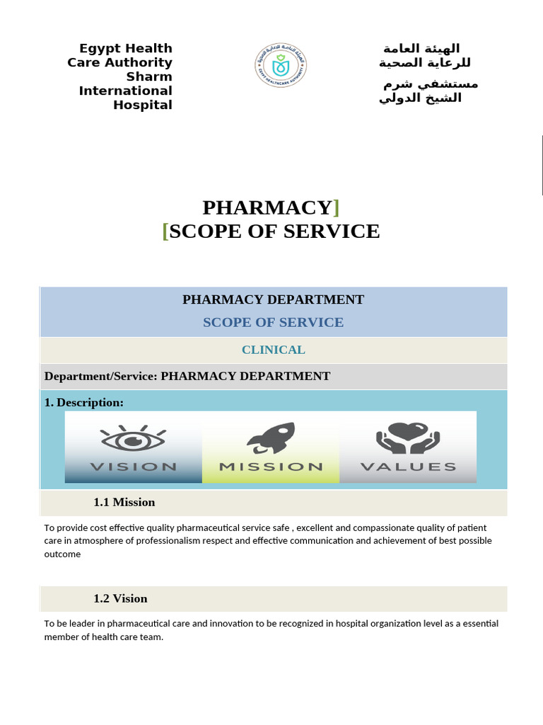 Scope of Service of Pharmacy | PDF