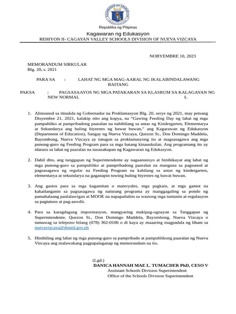 Memorandum in Filipino | PDF