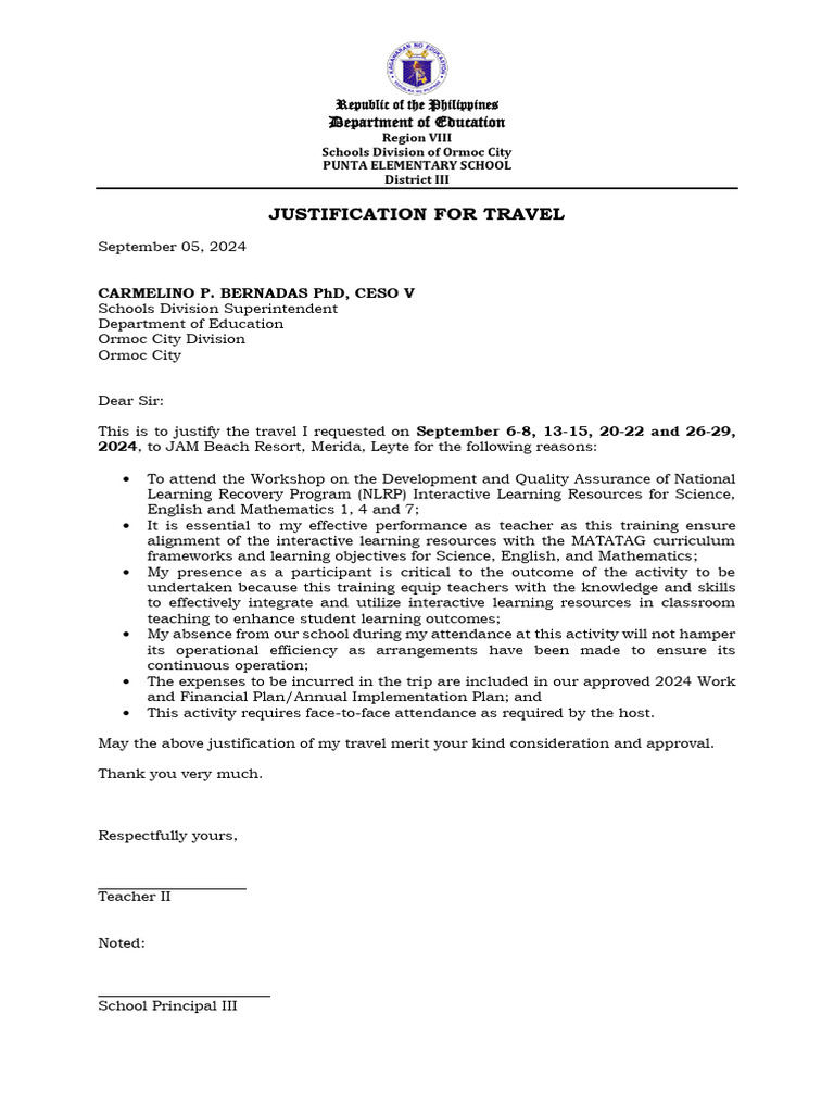 Travel Justification | PDF