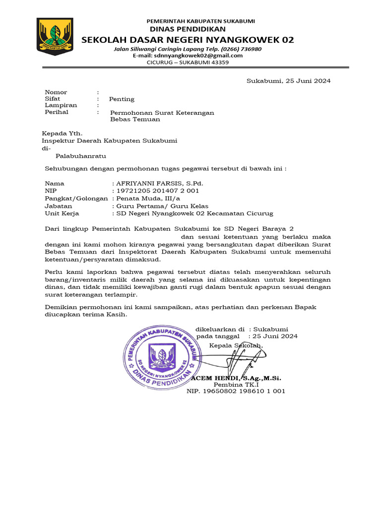 Surat Keterangan BEBAS TEMUAN | PDF