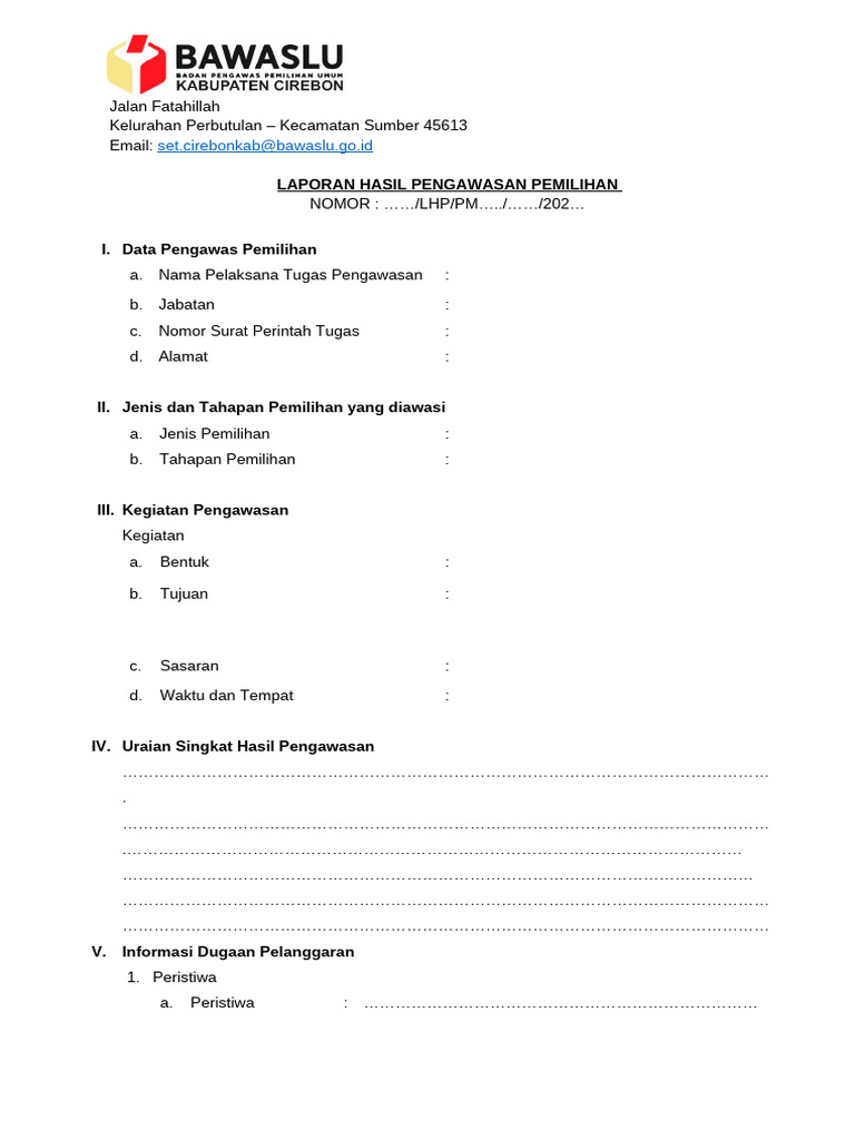 Form A LHP Pemilihan | PDF